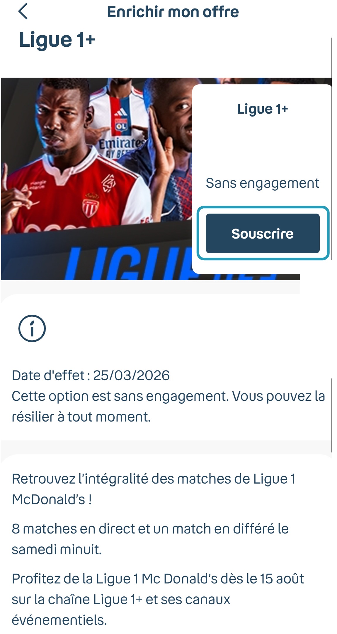Ligue 1+ : championnat de France de football - Assistance Bouygues Telecom